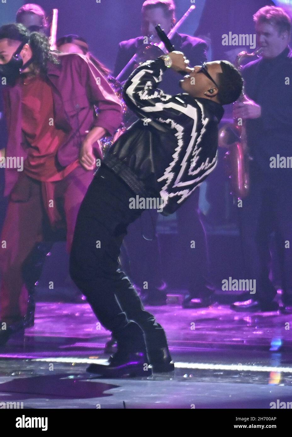 Nevada, United States. 18th Nov, 2021. Myke Towers performs onstage ...