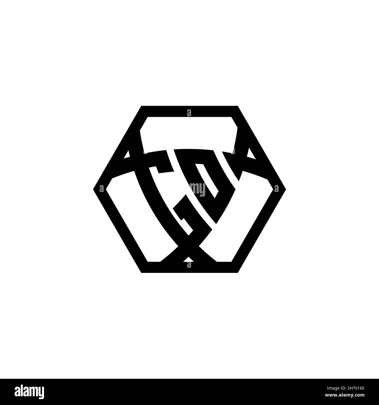 GO Monogram logo letter with triangle shield shape hexagonal rounded ...