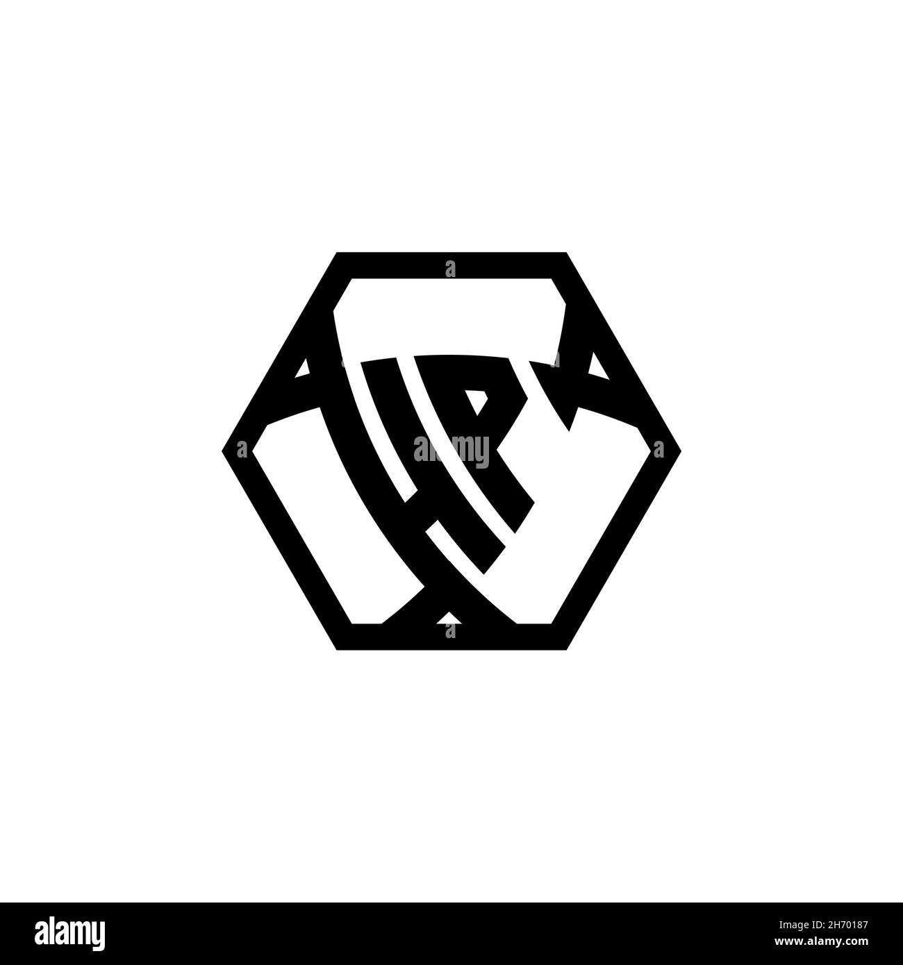HP Monogram logo letter with triangle shield shape hexagonal rounded ...