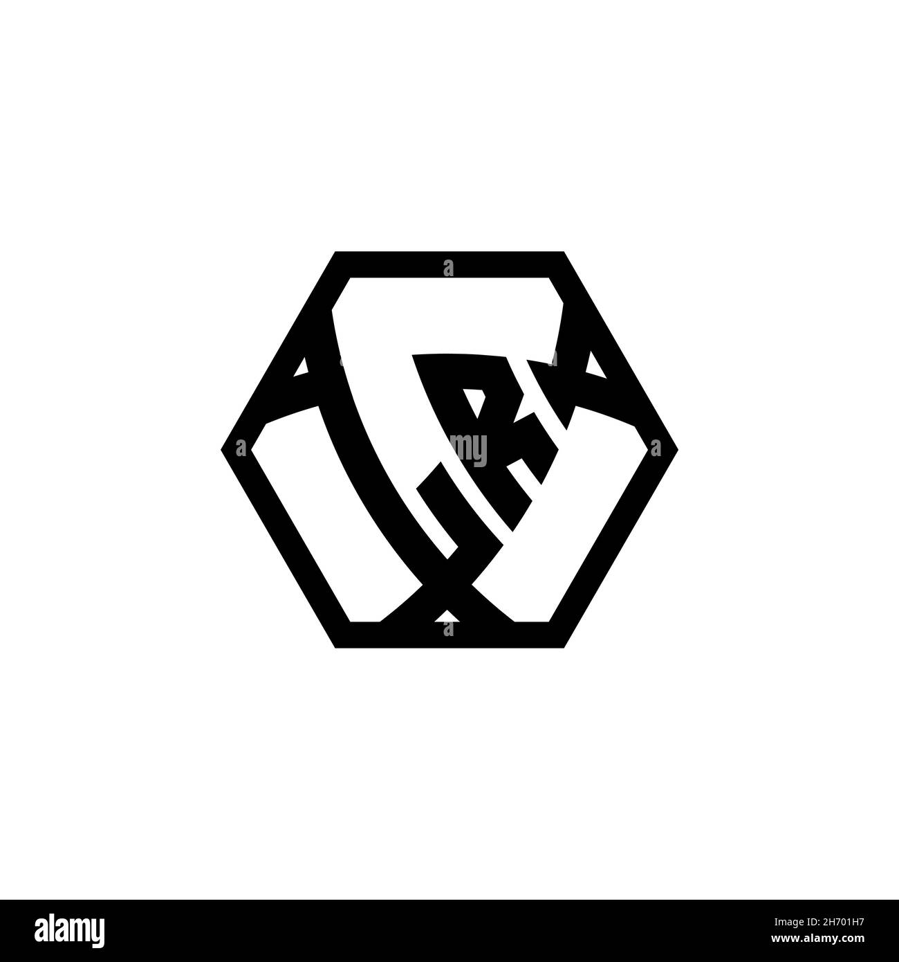 LR Monogram logo letter with triangle shield shape hexagonal rounded ...