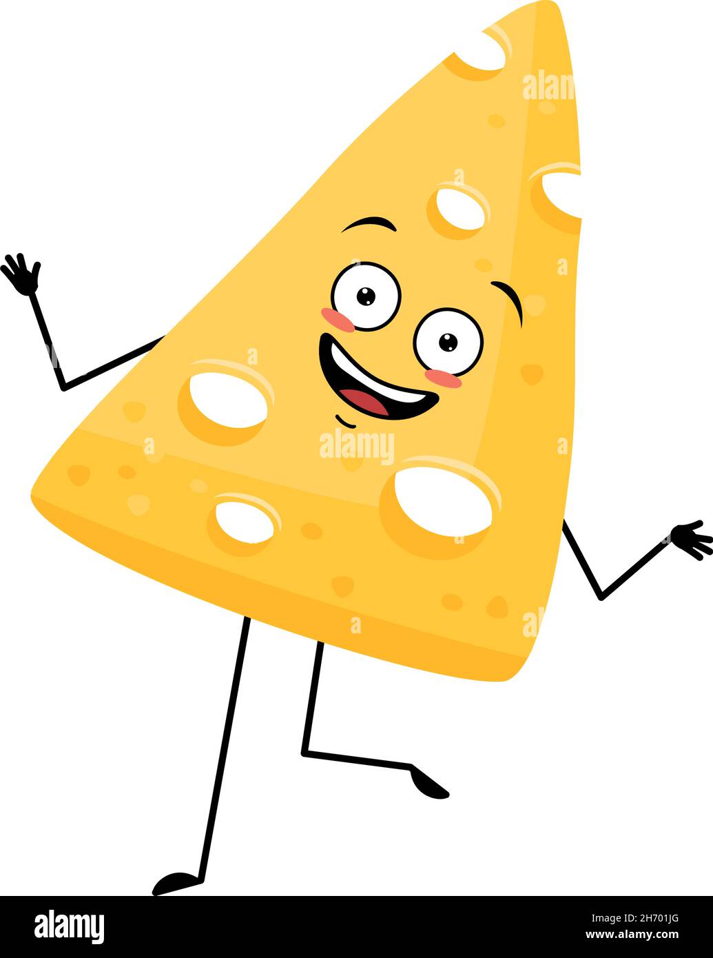 Cute cheese character with joyful emotions, happy face, smile, eyes ...