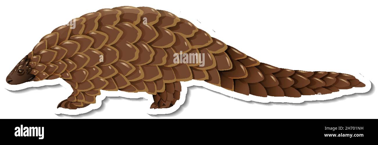 A sticker template of pangolin cartoon character illustration Stock ...