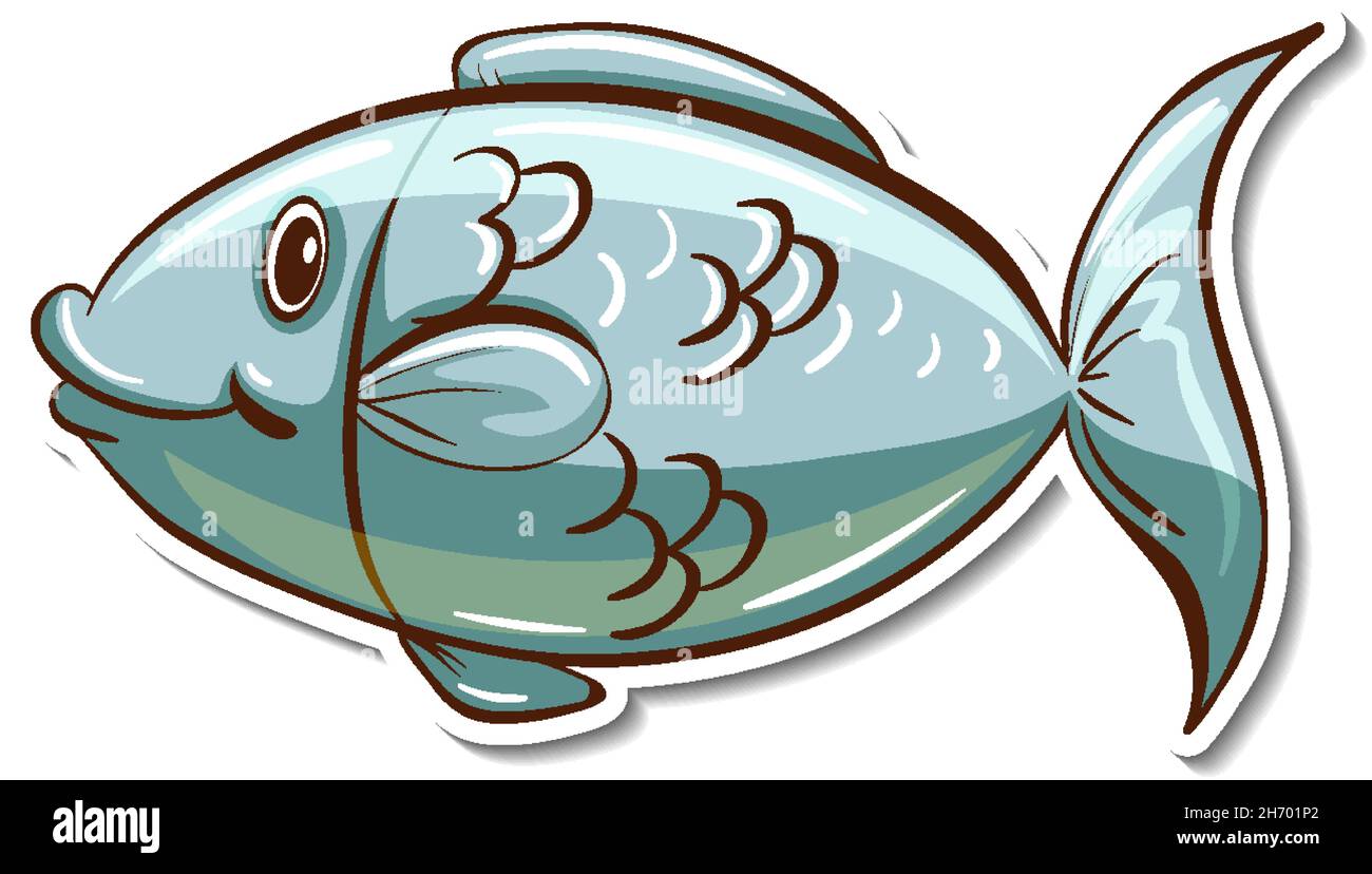 Fish animal cartoon sticker illustration Stock Vector Image & Art - Alamy