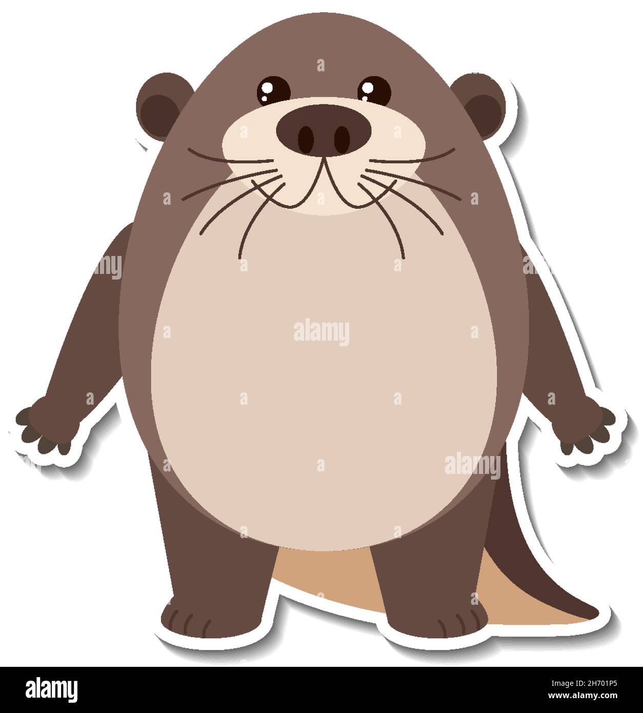Chubby otter animal cartoon sticker illustration Stock Vector Image ...