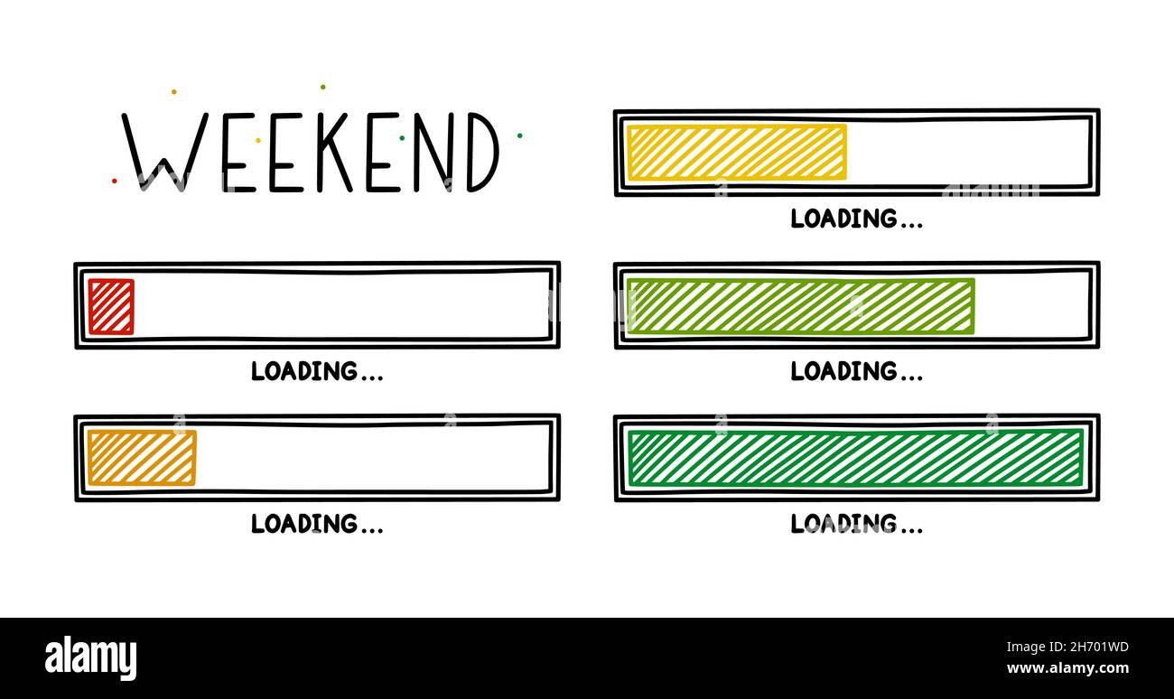 Weekend loading bar. Infographics design element with status of week ...