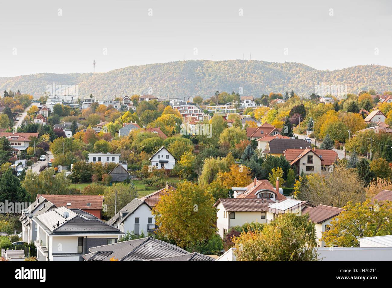 Suburban homes in residential neighborhood in Budapest, Hungary Stock ...