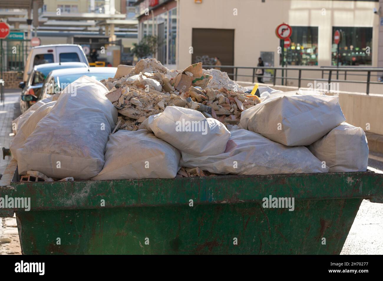 Picture of a fully loaded dumpster with construction materials Stock ...