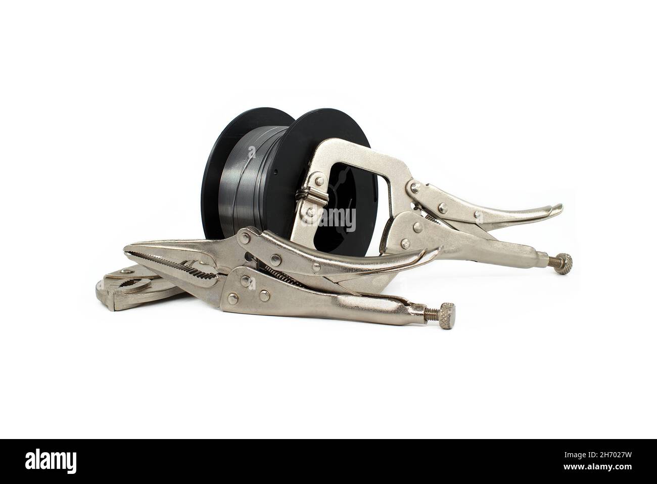 Locking pliers and flux cored welding wire for gasless welding isolated ...