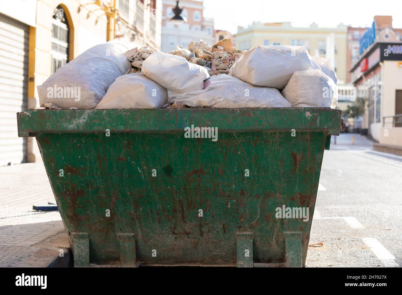 Picture of a fully loaded dumpster with construction materials Stock ...