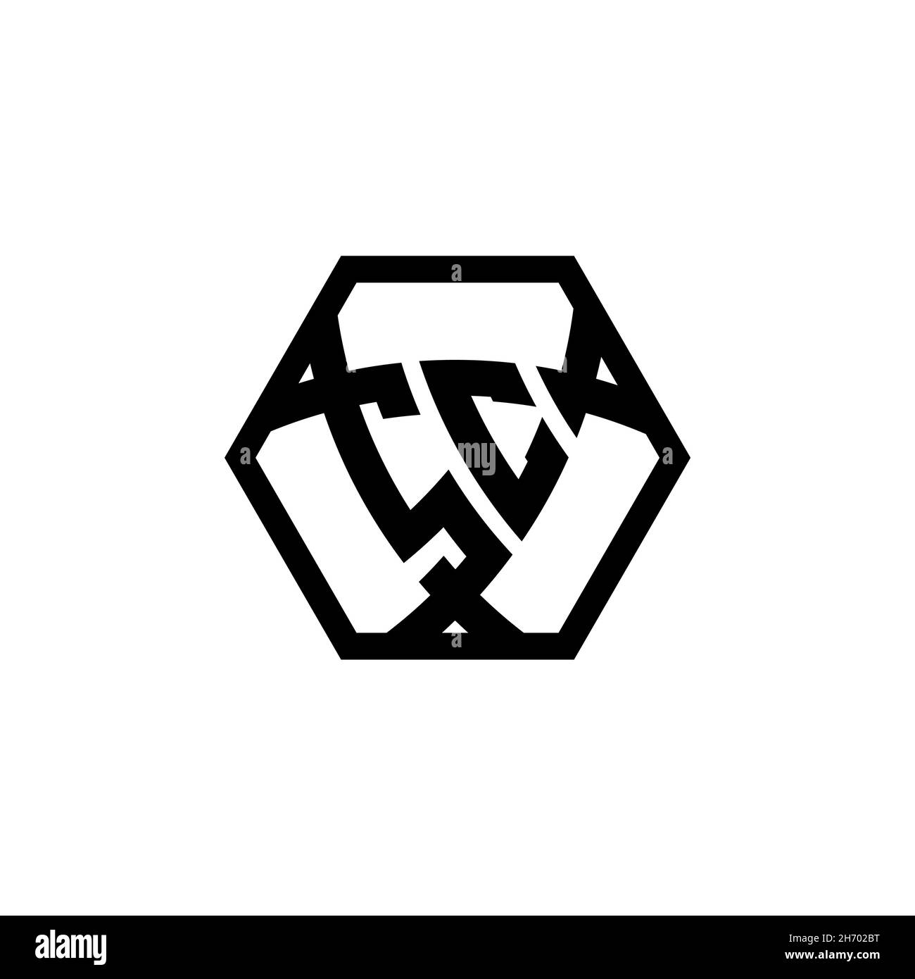 SC Monogram logo letter with triangle shield shape hexagonal rounded ...