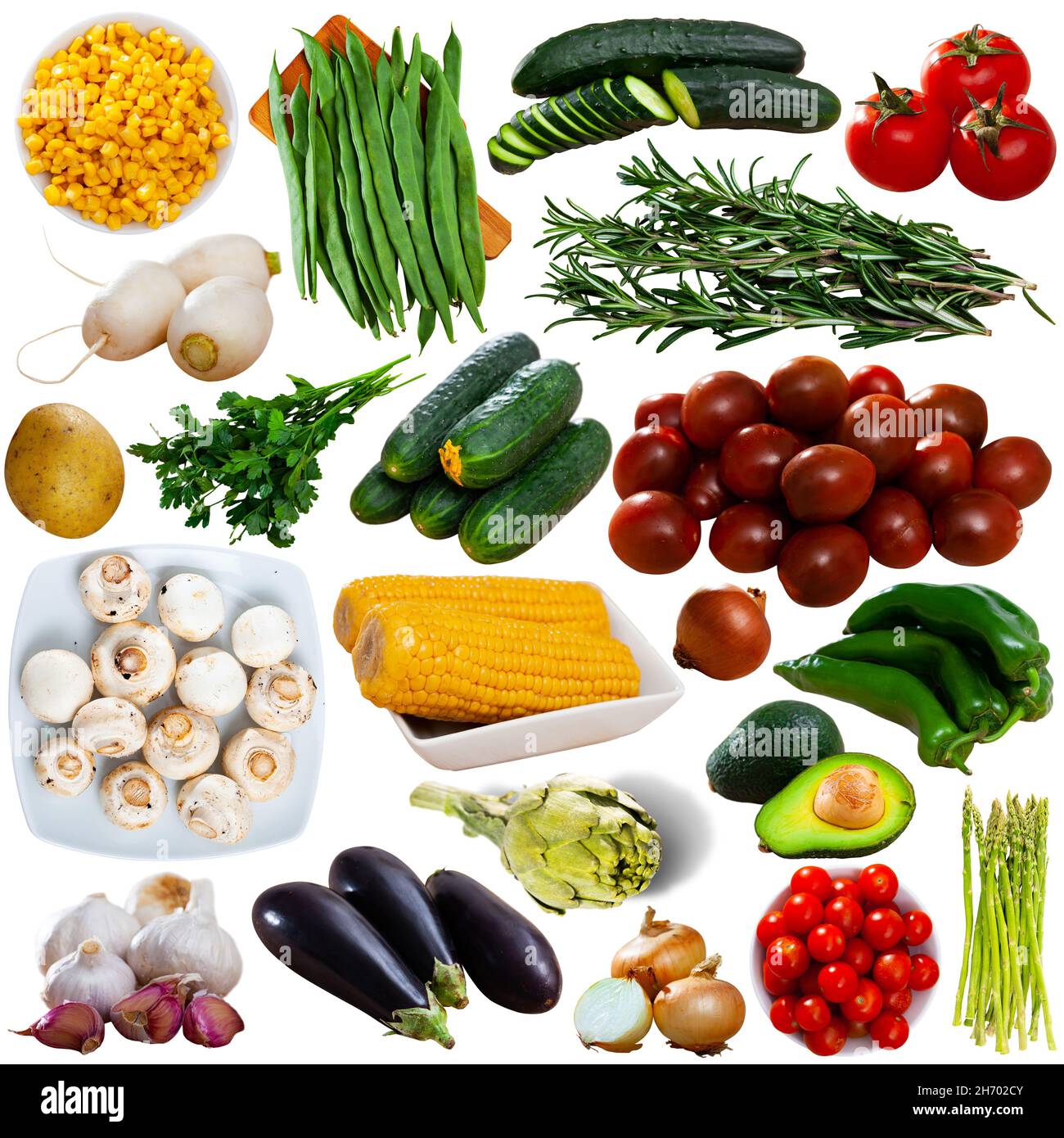Colorful collage of fresh vegetables isolated on white Stock Photo - Alamy