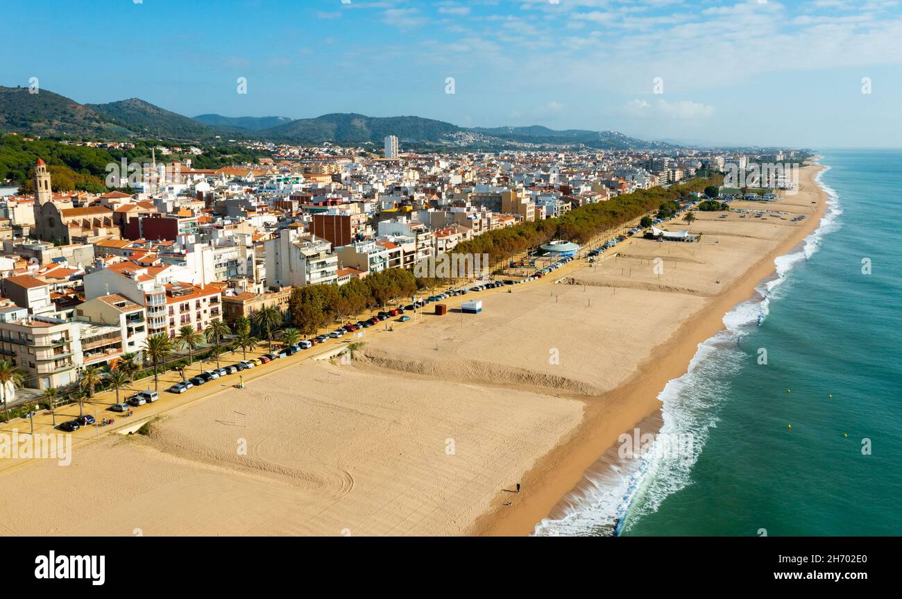 Aerial view of Calella Beach in Catalonia, Spain Stock Photo - Alamy