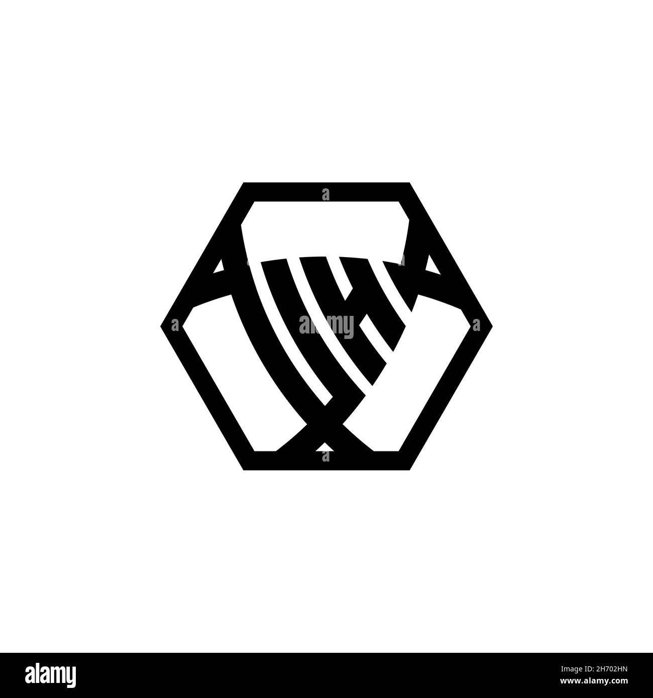 UH Monogram logo letter with triangle shield shape hexagonal rounded ...