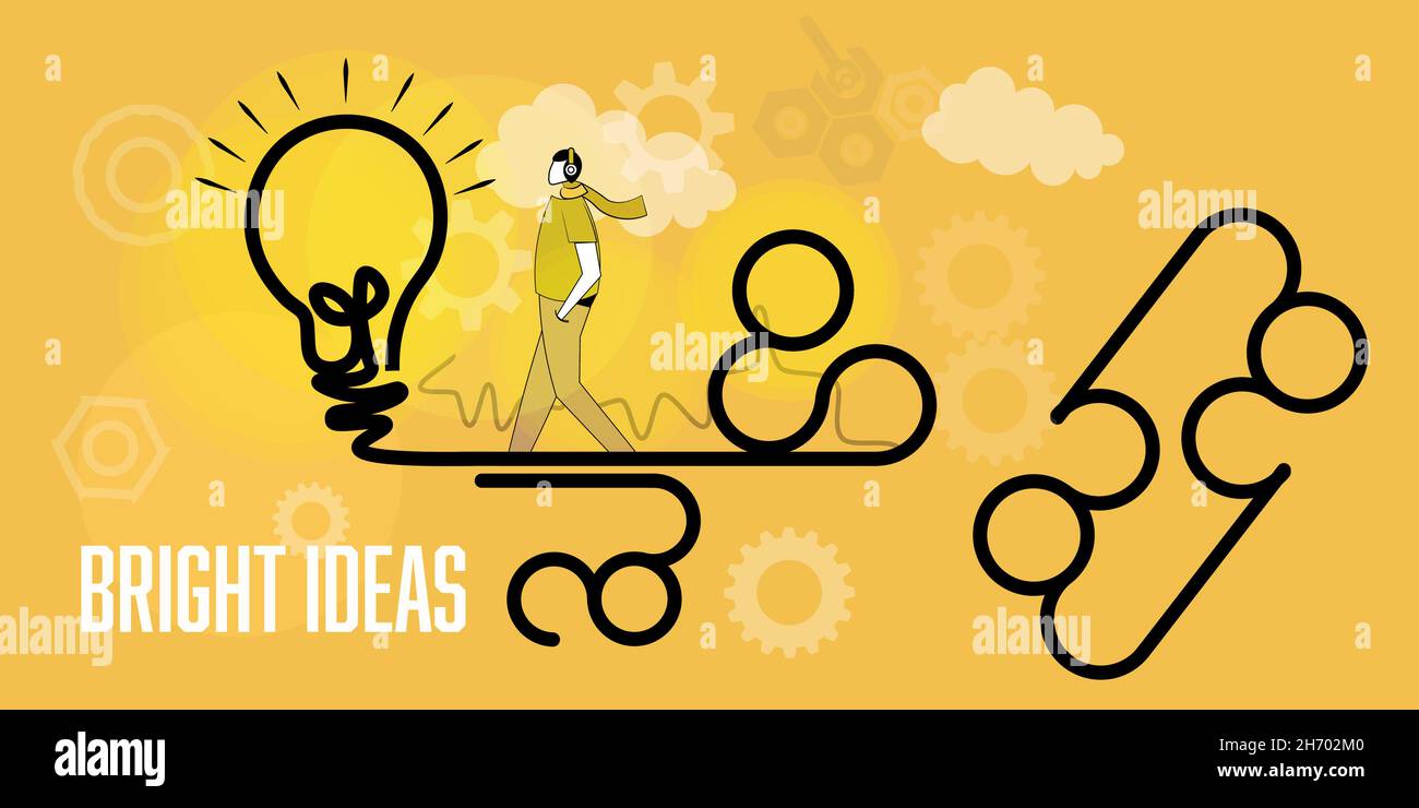 Bright Ideas lightbulb moment concept vector illustration, big idea ...