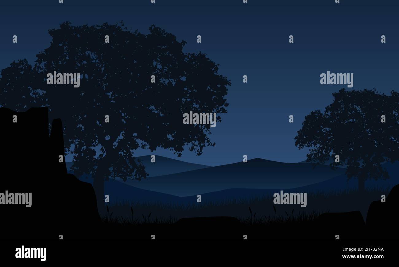 Magnificent view of the mountains at night from the edge of the city ...