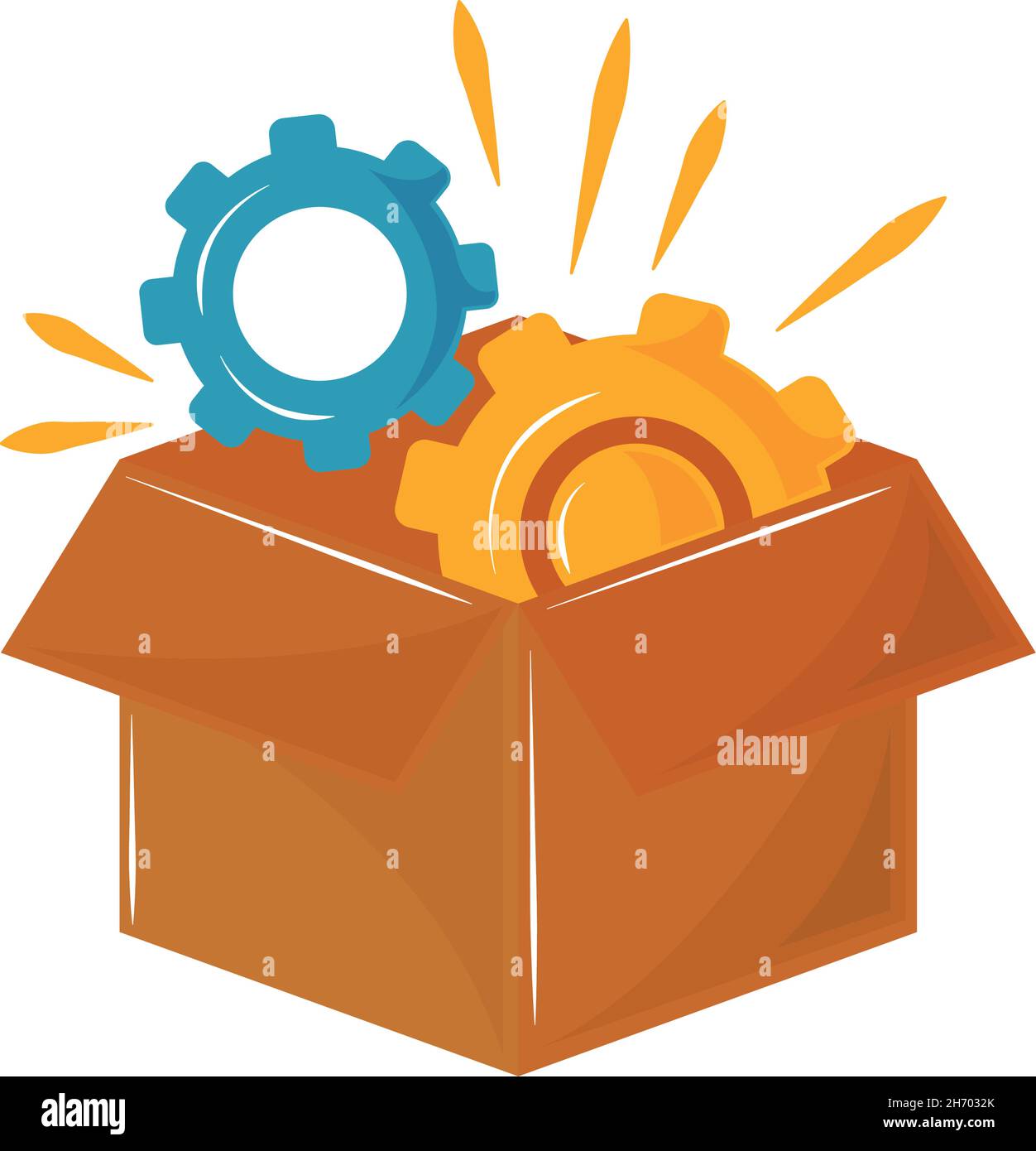 cardboard box with gears Stock Vector Image & Art - Alamy