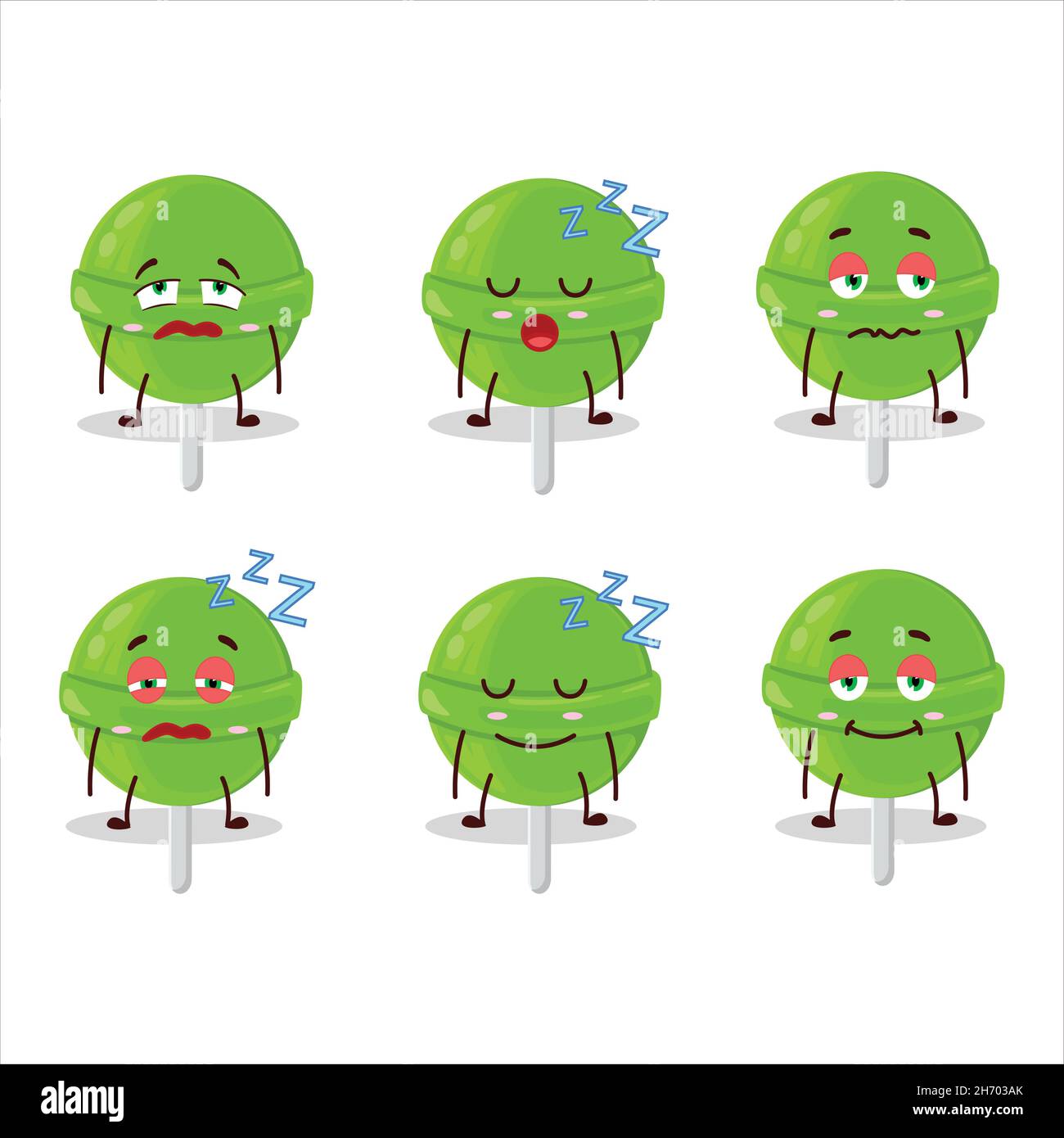 Cartoon character of sweet melon lollipop with sleepy expression ...