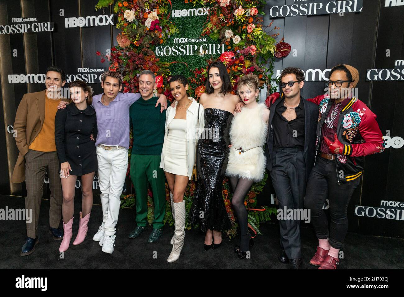 New York, NY November 18, 2021: Jason Gotay, Megan Ferguson, Evan Mock ...