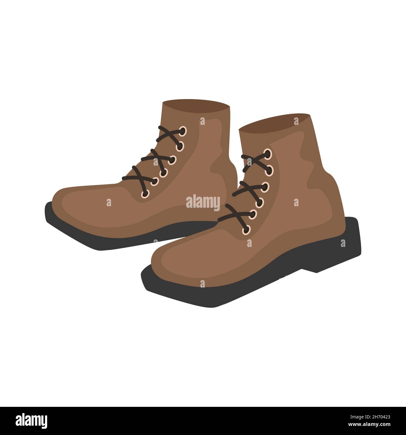 Brown boot icon in flat style on white background Stock Vector Image ...
