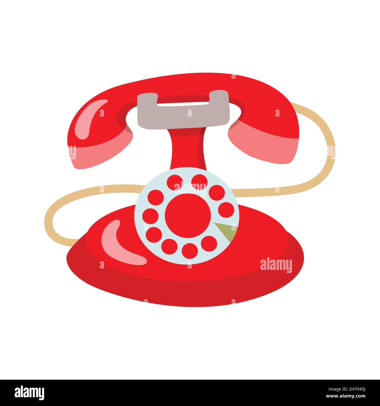 Old vintage retro telephone flat vector illustration isolate on a white ...