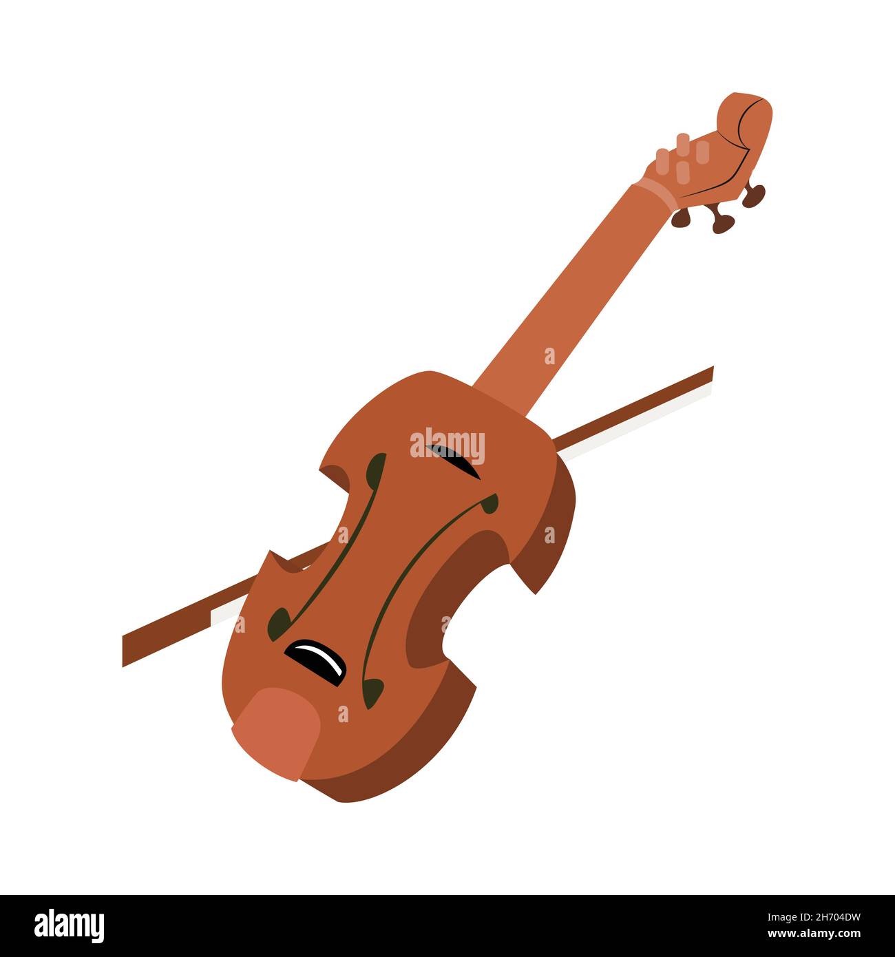 color flat style vector violin fiddle bow on white background Stock ...