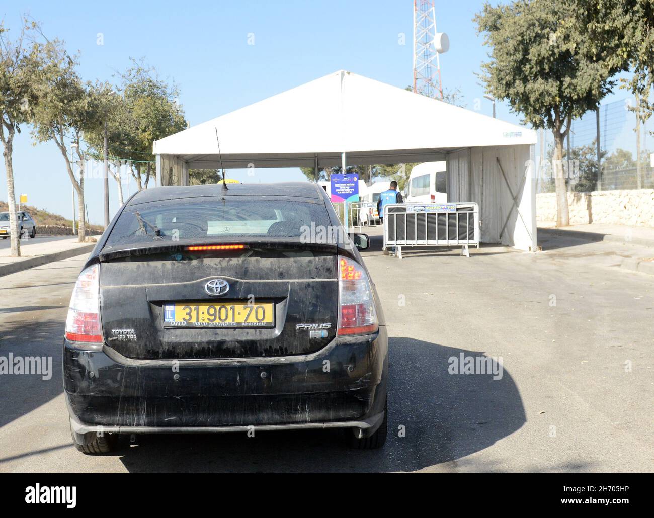 Covid-19 drive through PCR testing station on Alar street in Jerusalem ...