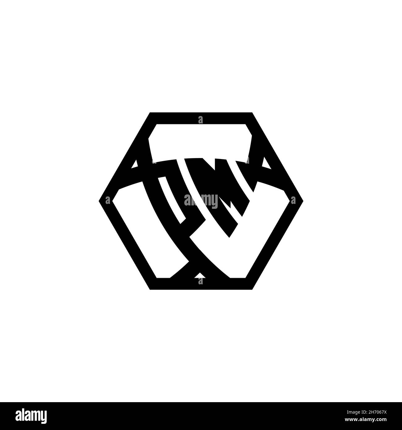 PM Monogram logo letter with triangle shield shape hexagonal rounded ...