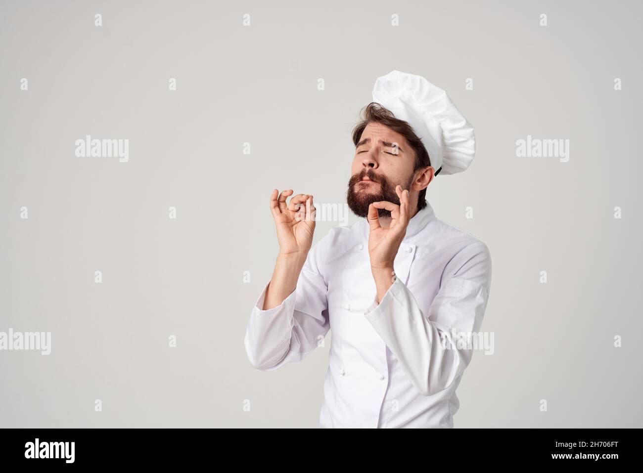 Chef kitchen Job hand gestures Professional emotions Stock Photo - Alamy