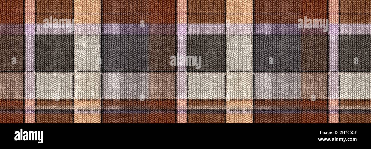 Classic winter tartan knit wool plaid seamless edging border. Retro ...
