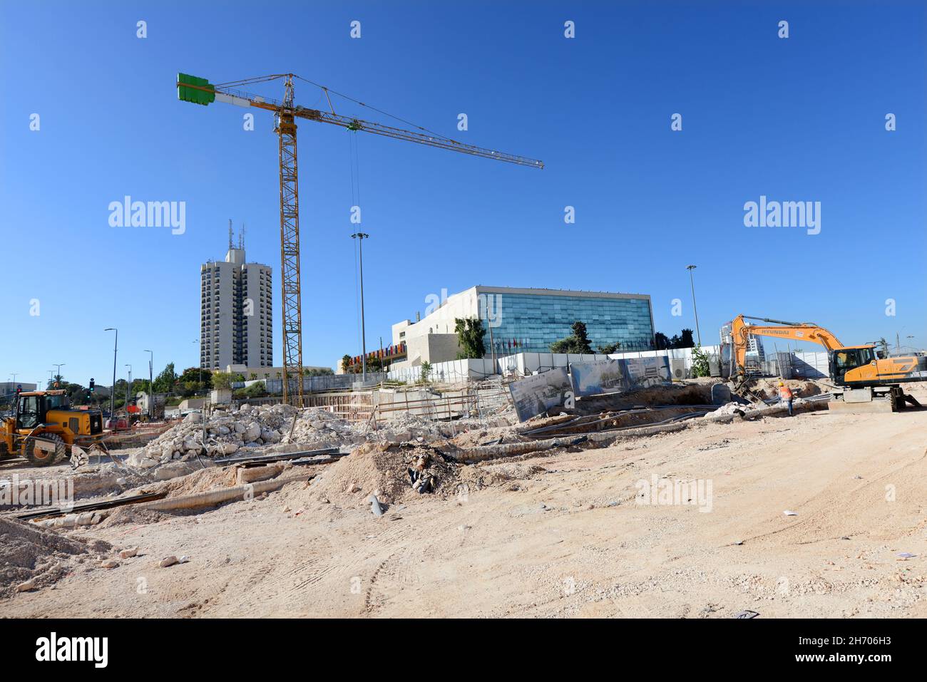 Construction of the city entrance project in Jerusalem, Israel Stock ...
