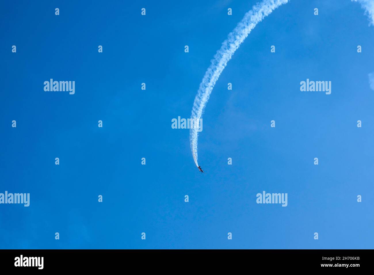 Overhead flying aircraft. Aircraft in formation during an aerobatics ...