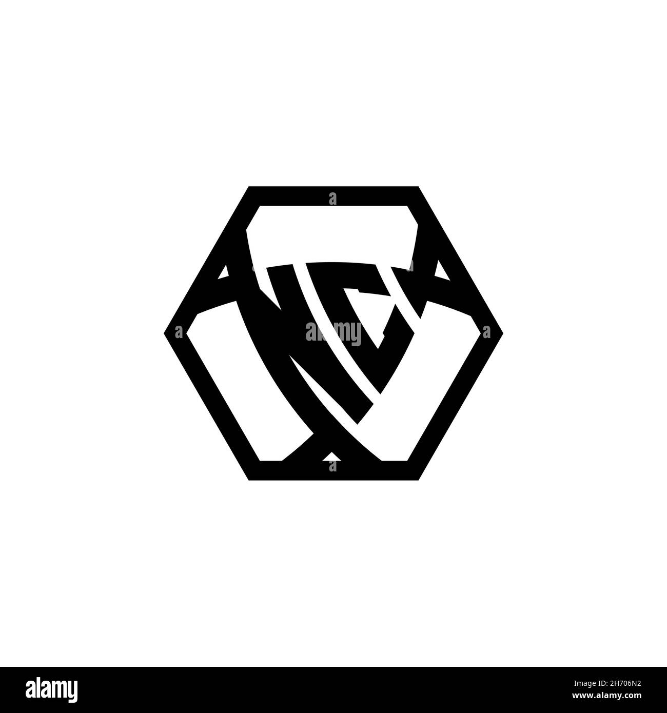 NC Monogram logo letter with triangle shield shape hexagonal rounded ...