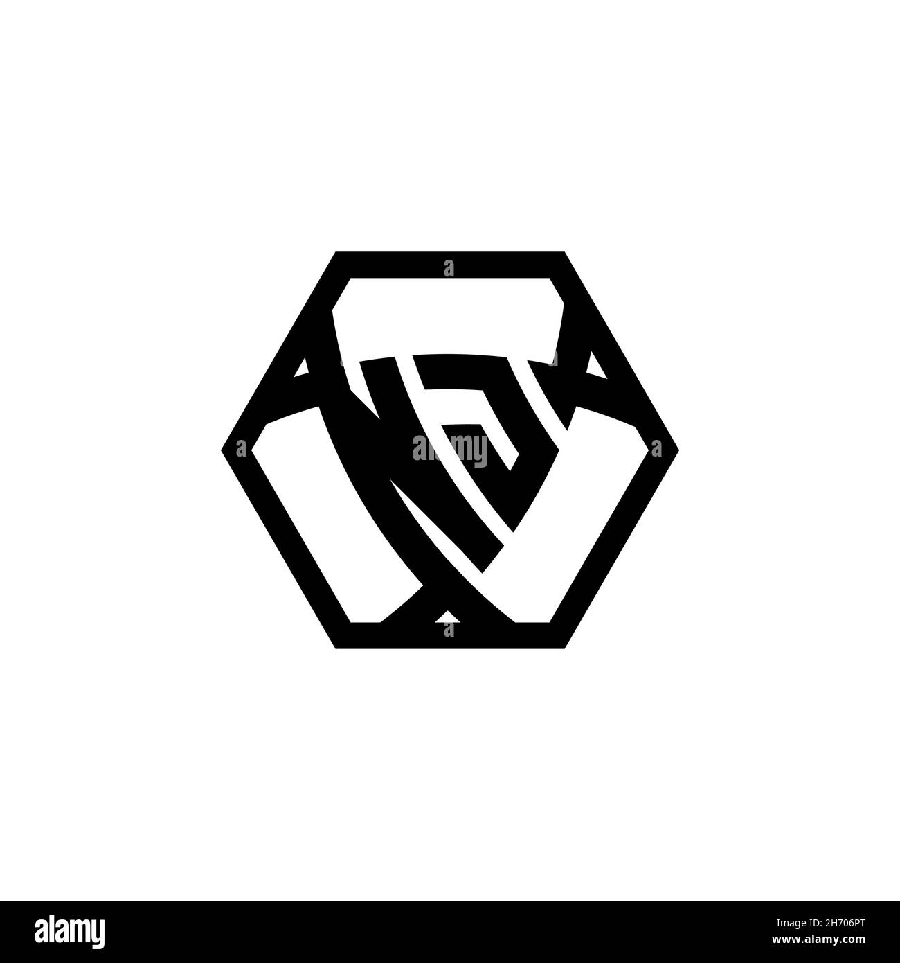 NJ Monogram logo letter with triangle shield shape hexagonal rounded ...