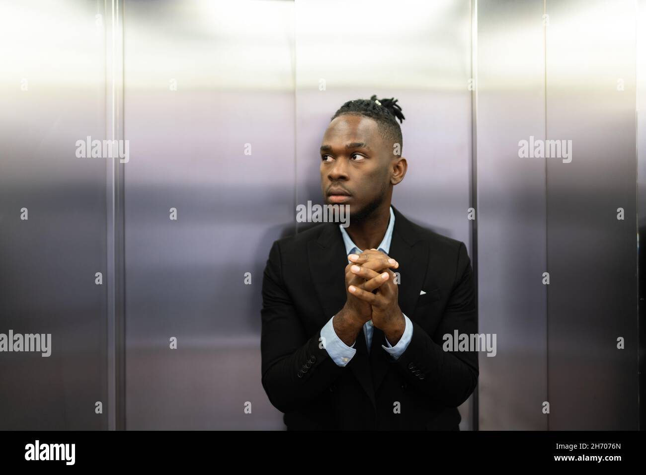 Trapped Or Stuck Inside Elevator. Fear And Agoraphobia Stock Photo - Alamy