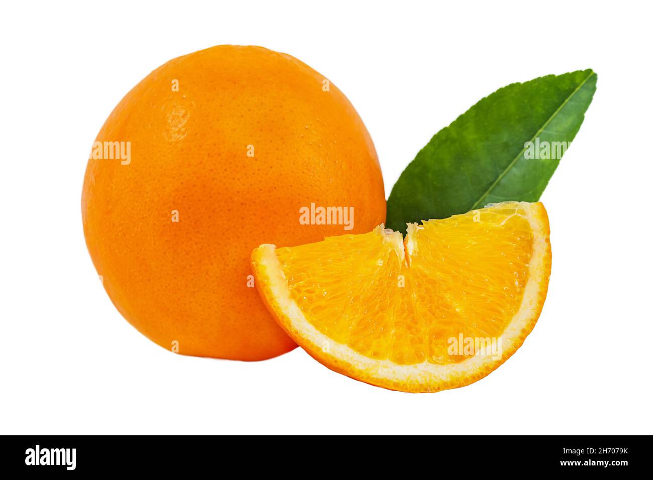 Round orange and slice isolated on white background Stock Photo - Alamy