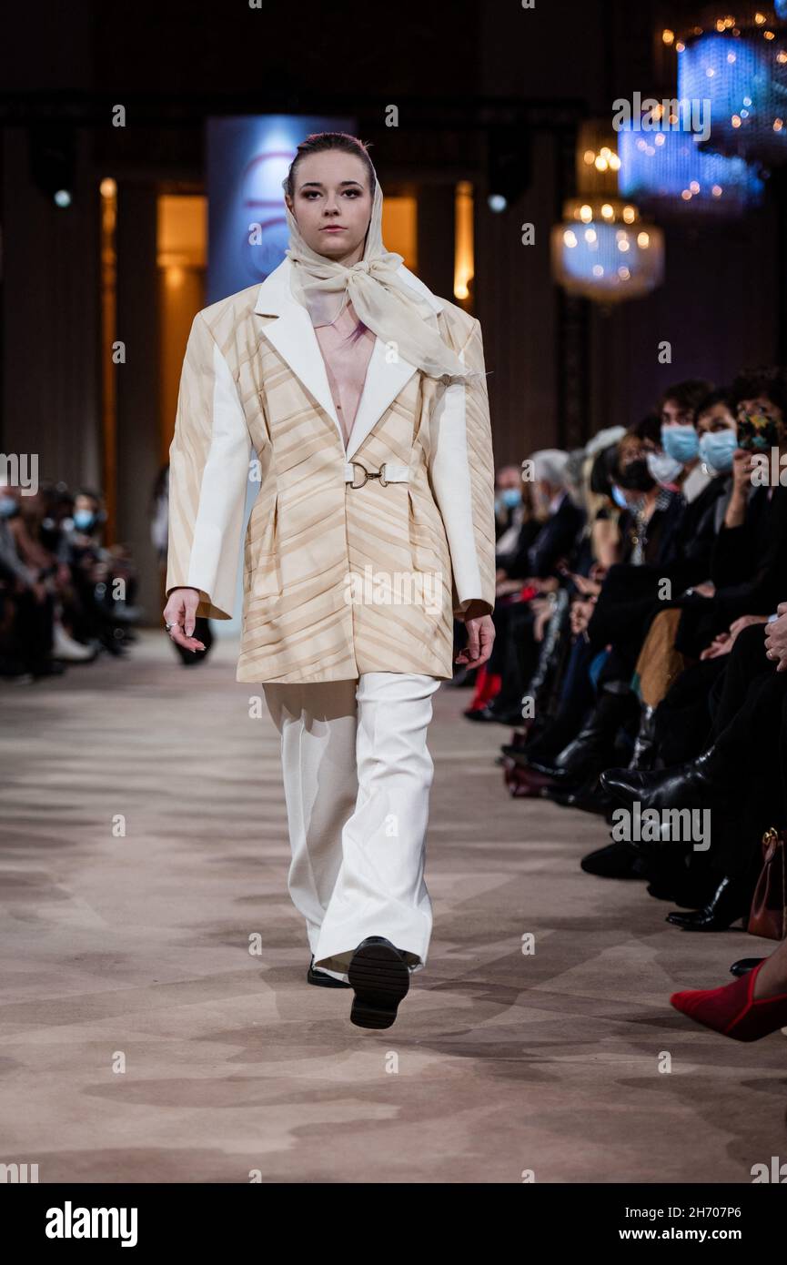 Paris, France. 18th Nov, 2021. Models display outfits designed by the ...