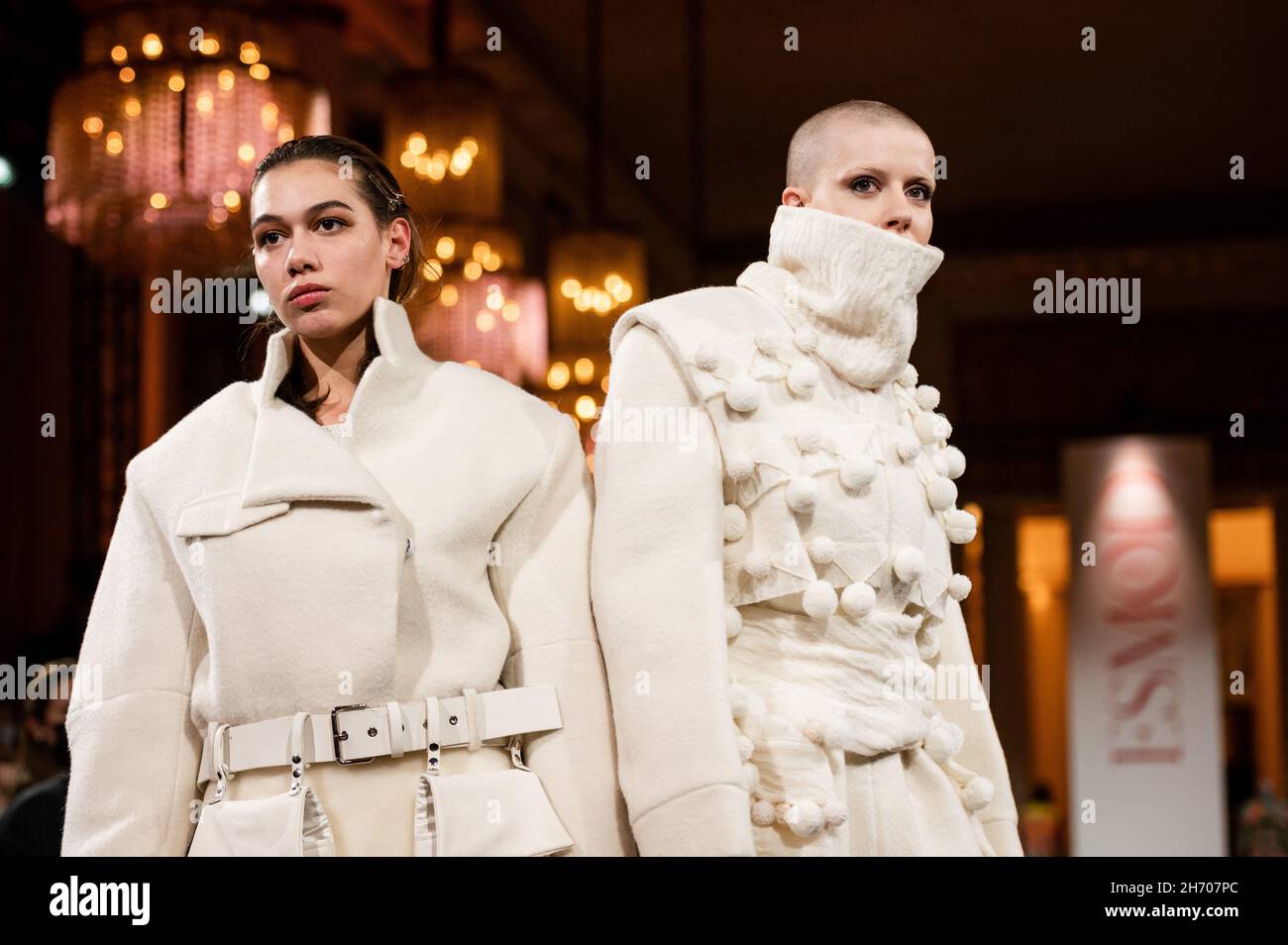 Paris, France. 18th Nov, 2021. Models display outfits designed by the ...