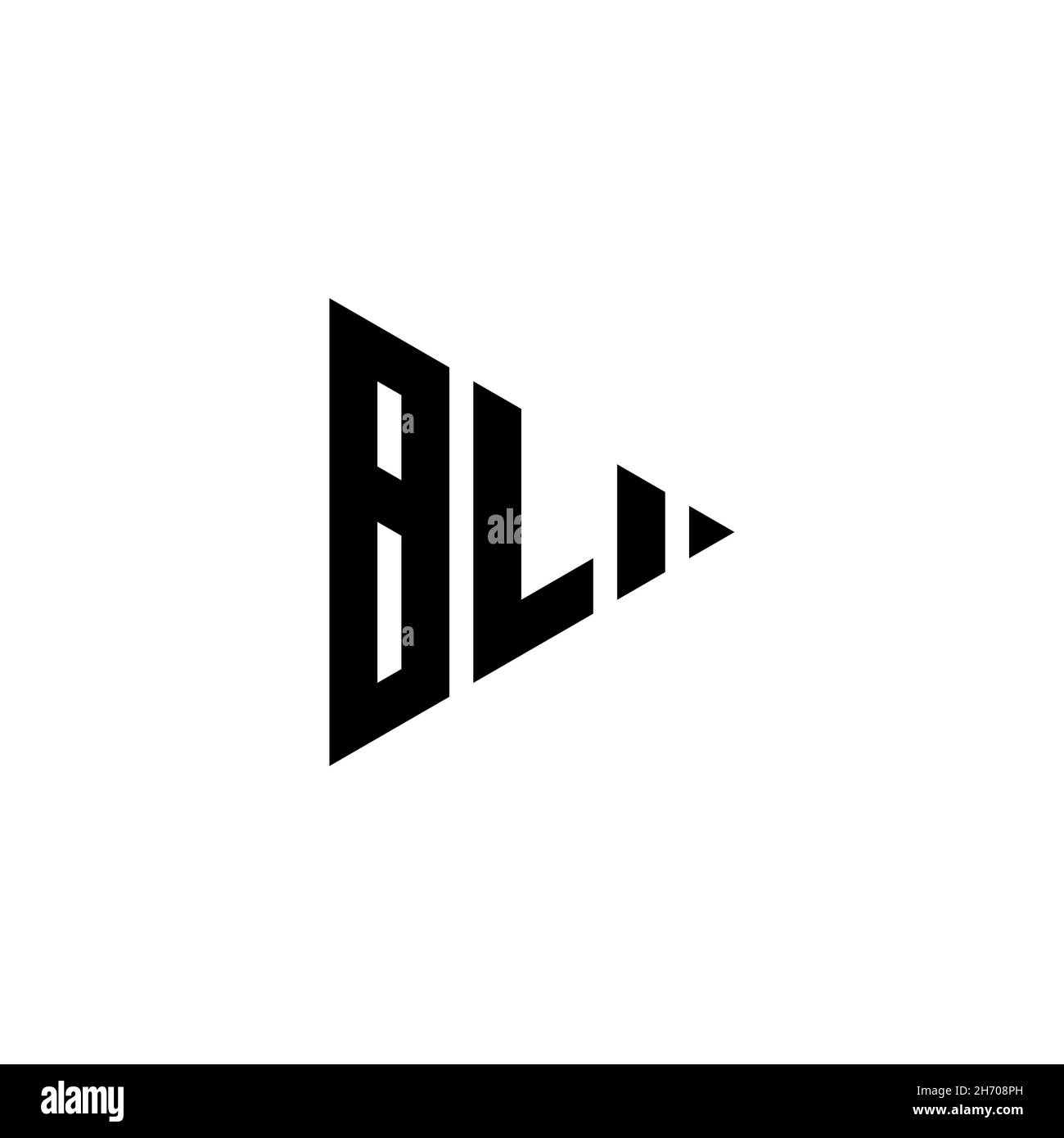 BL Monogram logo letter with triangle play button shape style on isolated background. Triangle ...