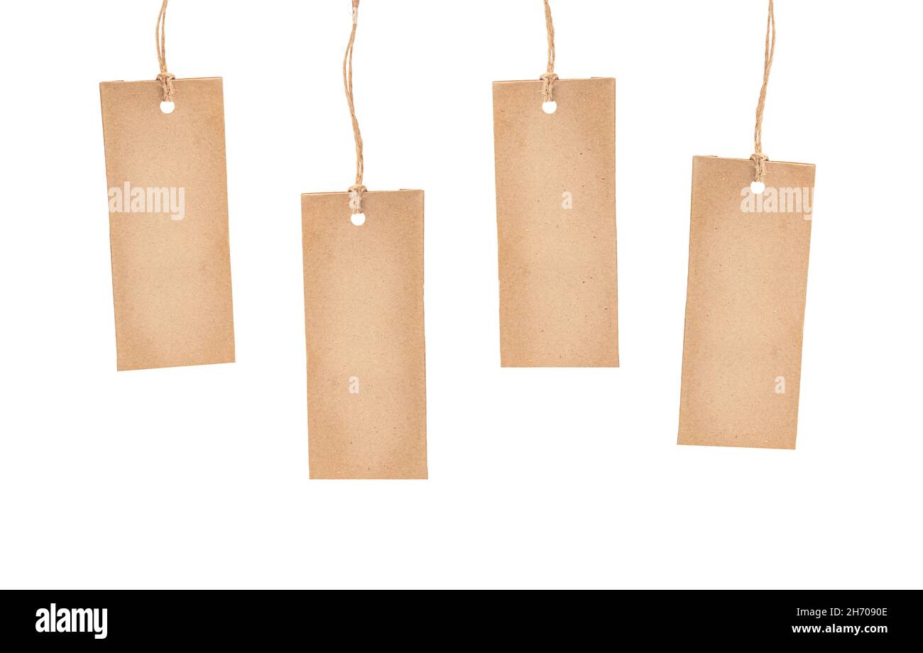 Four cardboard price tag sale isolated on white background Stock Photo ...