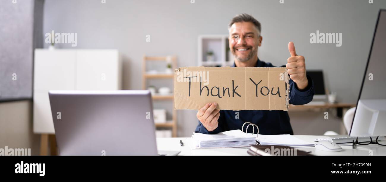 Thank You Corporate Job Appreciation Sign. Grateful Business Man Stock ...