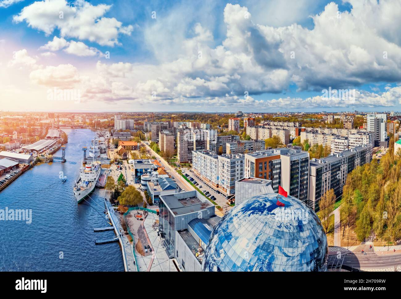 Panorama aerial view cityscape Kaliningrad Russia Museum of World Ocean ...