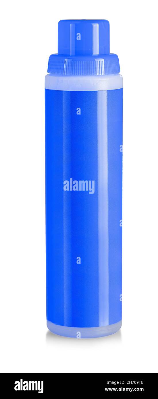 blue metal bottle with home chemistry closed lid Stock Photo - Alamy