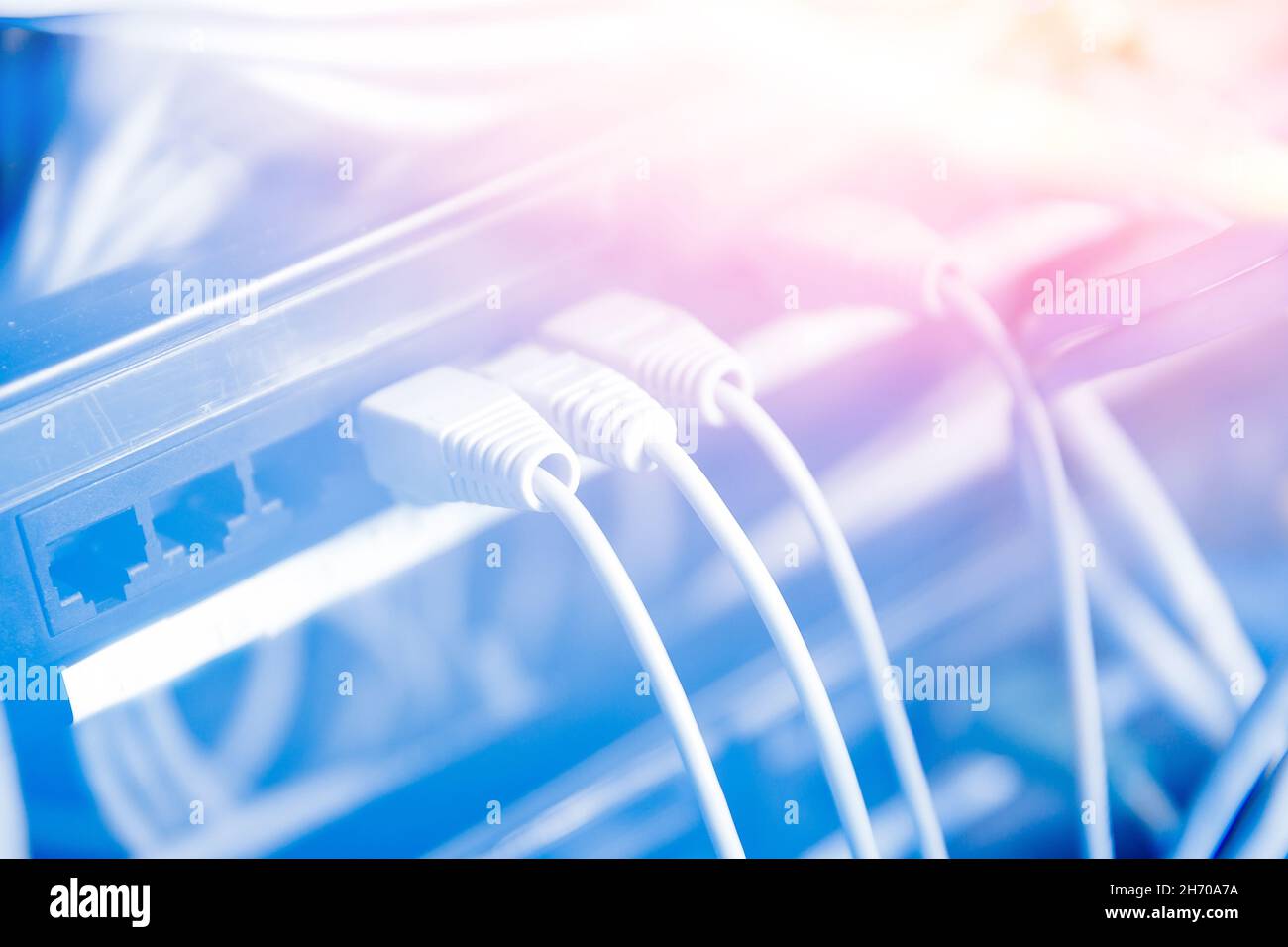 Fiber ethernet cable on network switches optical connector interface ...