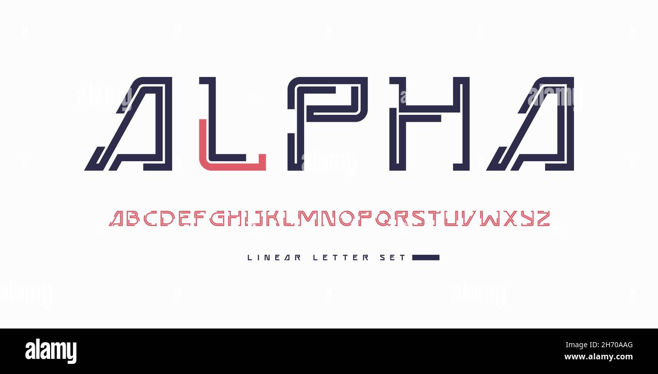 Vector stylish linear font, uppercase letter set, alphabet, typography ...