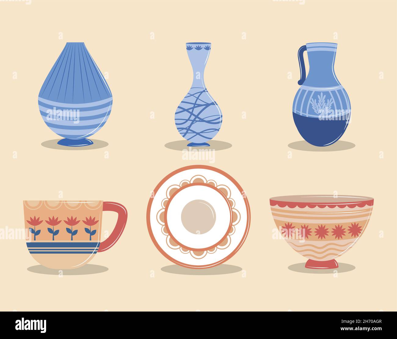 decorative pottery set Stock Vector Image & Art - Alamy