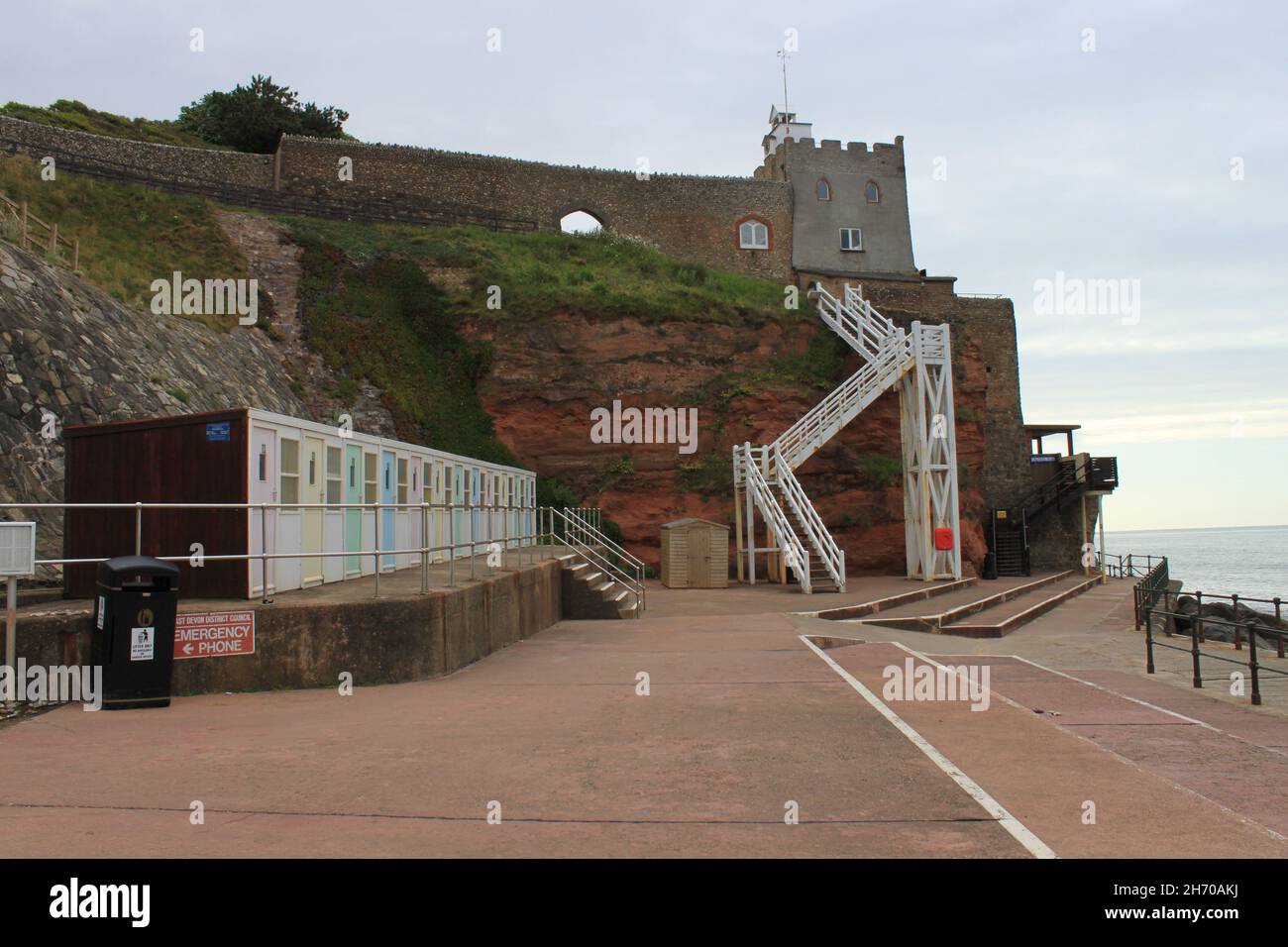 Jacob's Ladder beach huts. The England south west coast path. South ...
