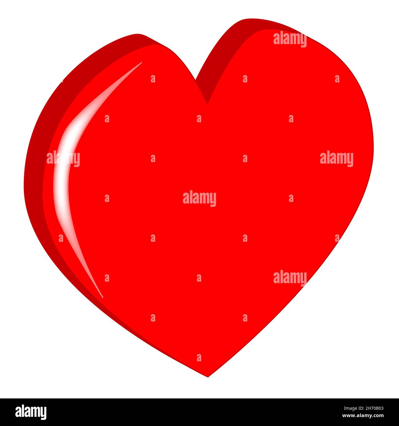 A bright red cartoon 3D heart isolated over a white background Stock ...