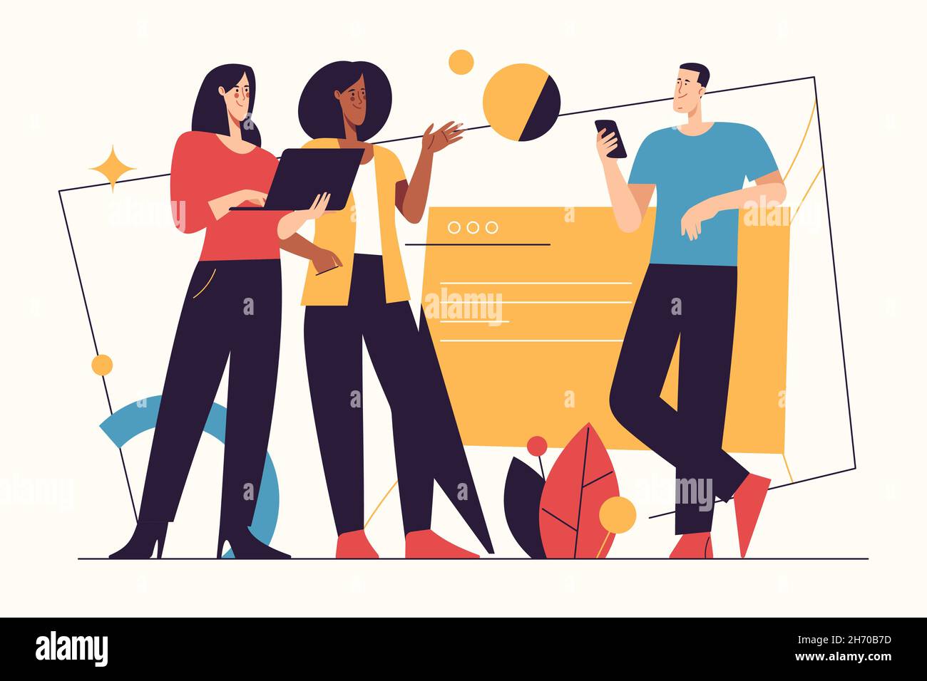 Vector illustration on the subject of data gathering, business ...