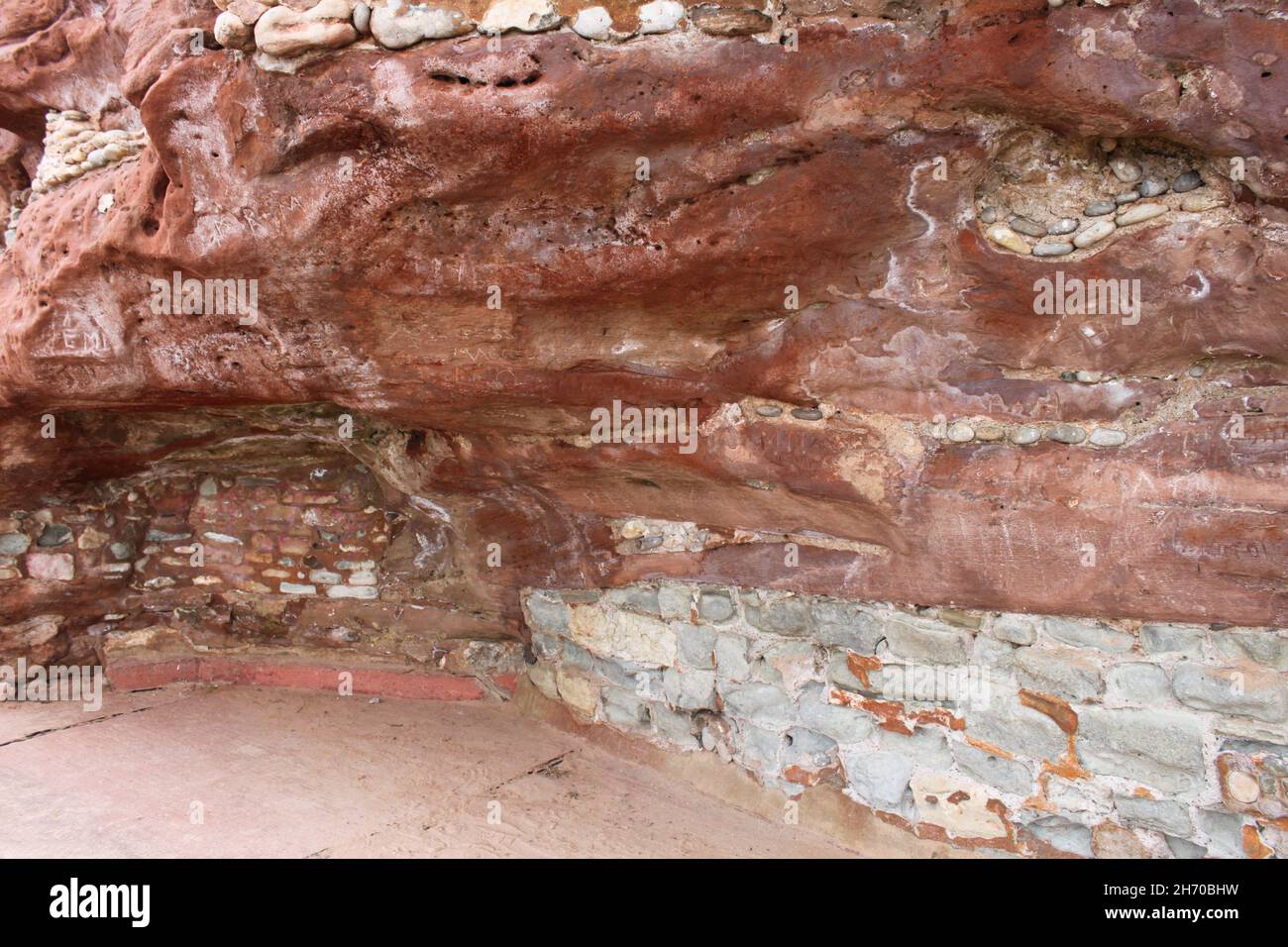 Red sand stone cliffs.The England south west coast path. Sidmouth ...