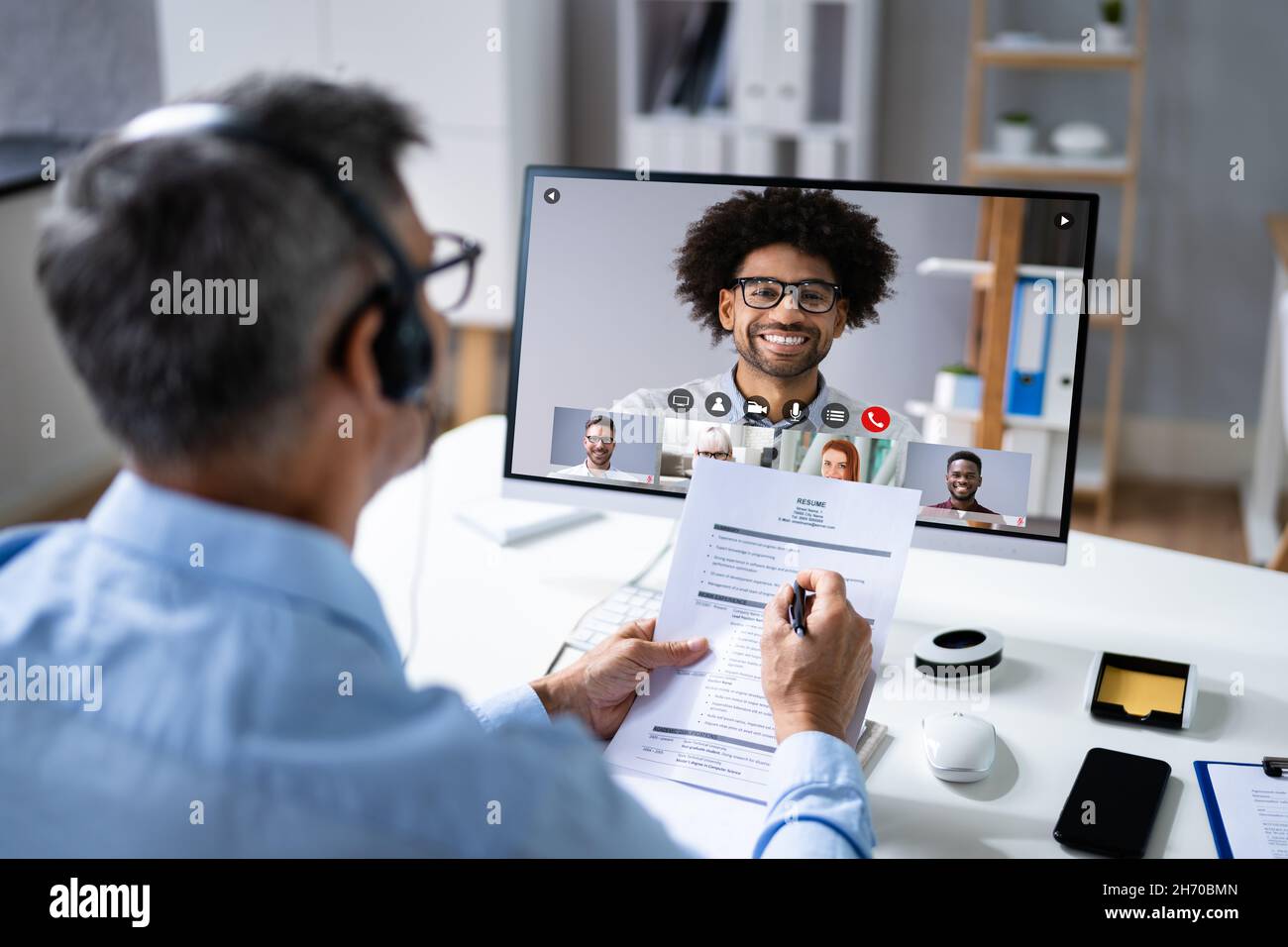 Virtual Job Interview Webcast Using Online Video Conference Stock Photo ...
